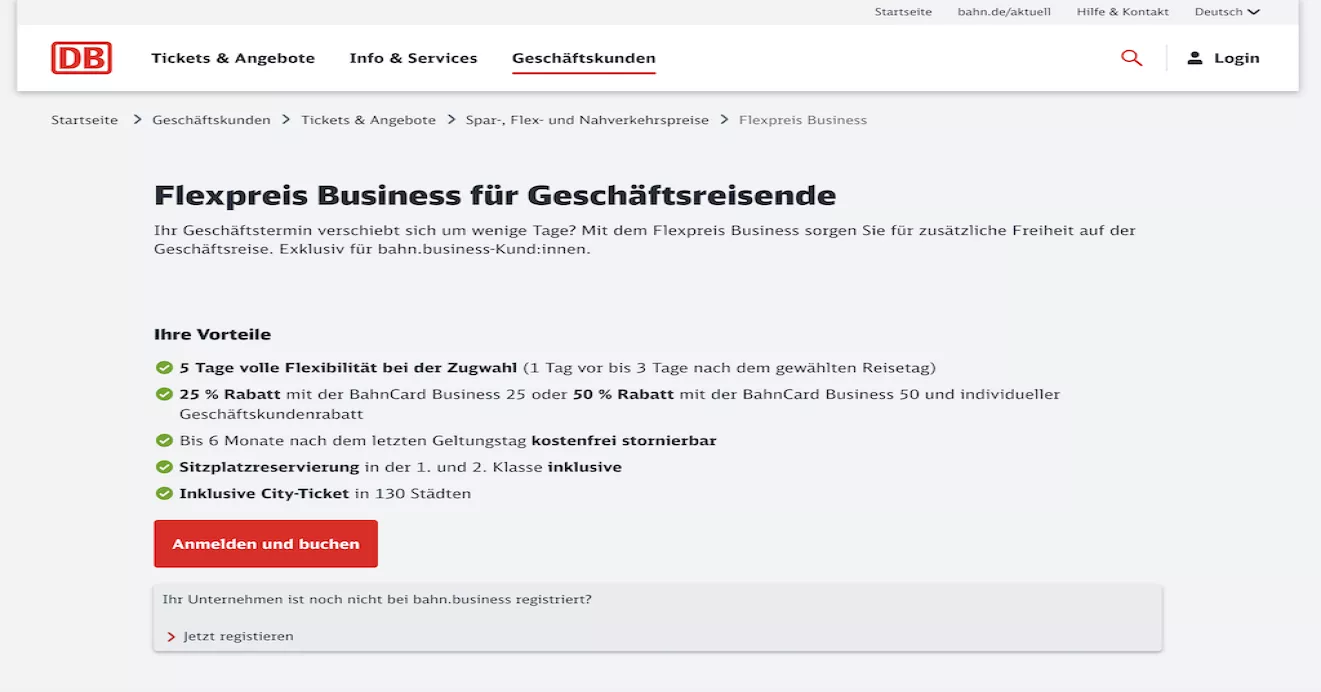 Flexpreis Business – der ideale Geschäftskunden-Tarif für Bahnfahrer